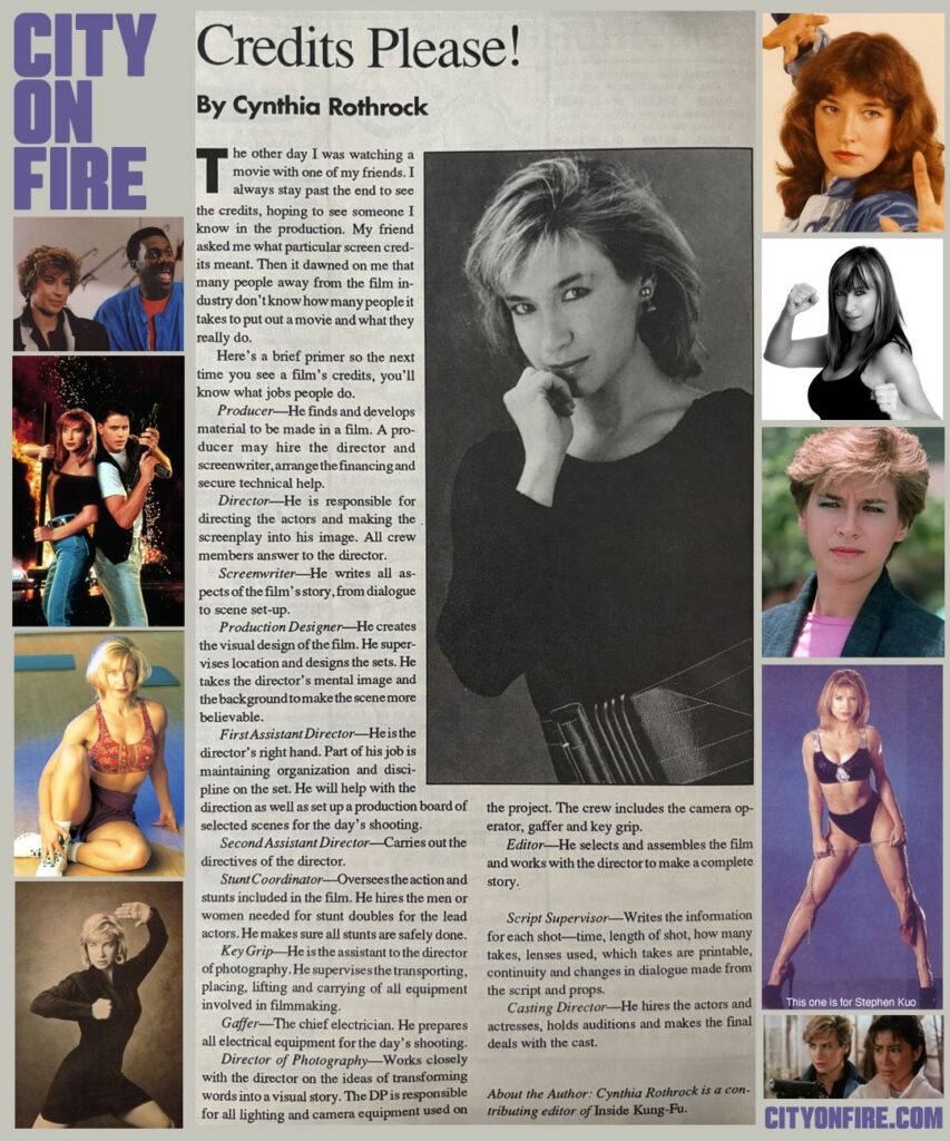 Cynthia Rothrock’s insightful article about screen credits and their ...